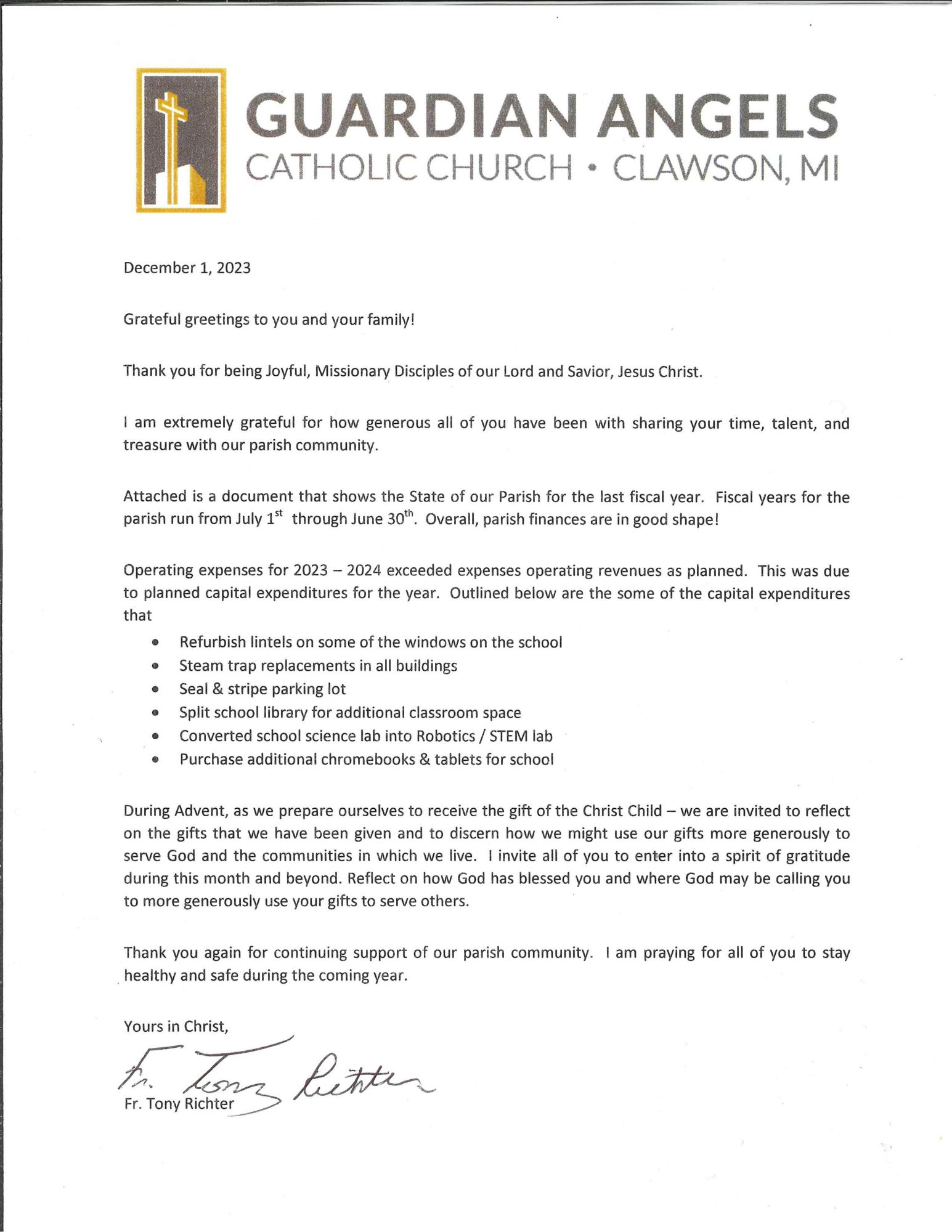 State of the Parish – Guardian Angels